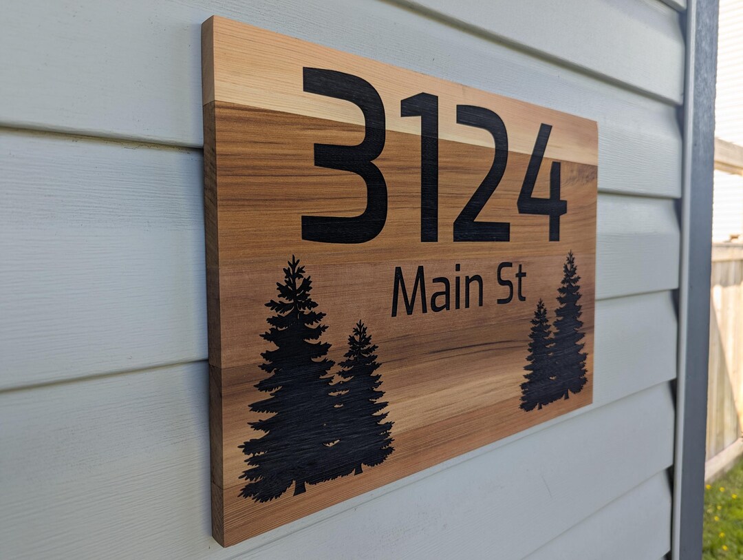 Cedar House Number Sign - Etsy