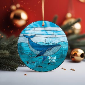 Whale Ornament Personalized Whale Faux Stained Glass Look Ornament ...