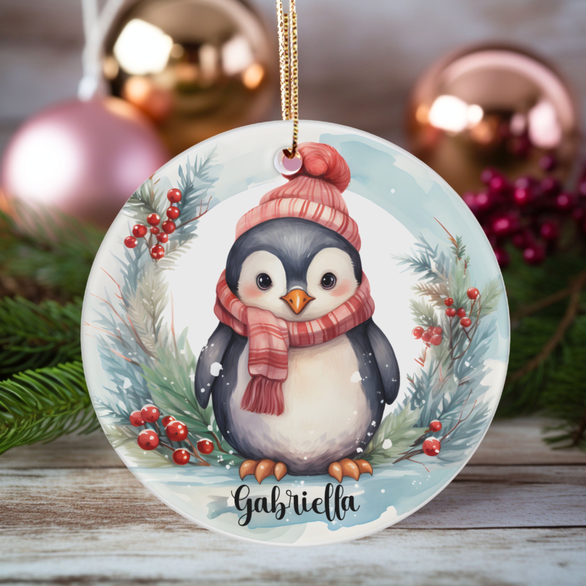Penguin Ornament, Penguin Ornament Personalized, Penguin Gift, Penguin ...