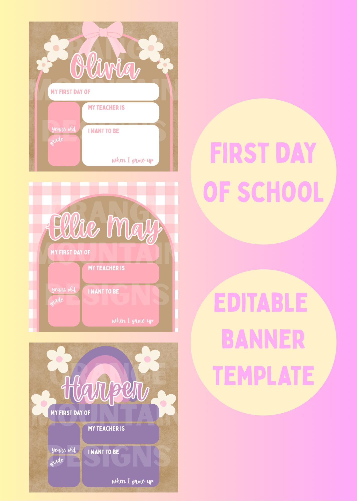 First Day of School Sign | Painted Banner Template | Editable on Canva ...
