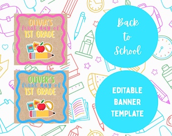 First Day of School 3x3 Banner Template – Editable in Canva (1st–4th ...