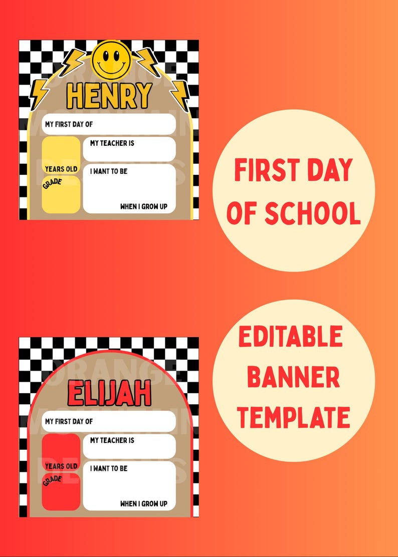 First Day of School Sign | Painted Banner Template | Editable on Canva ...