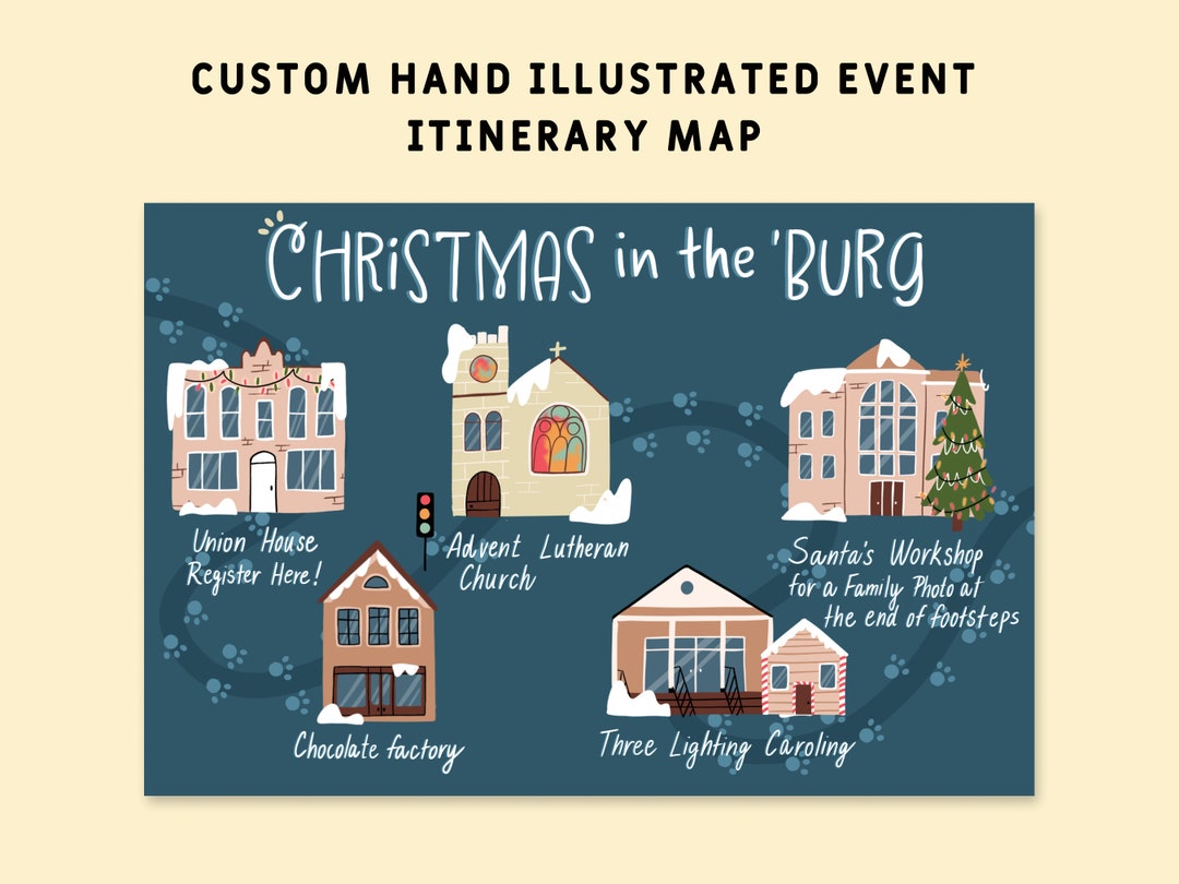 Custom Hand Illustrated Itinerary Map of Any Occasion, Wedding, Event ...