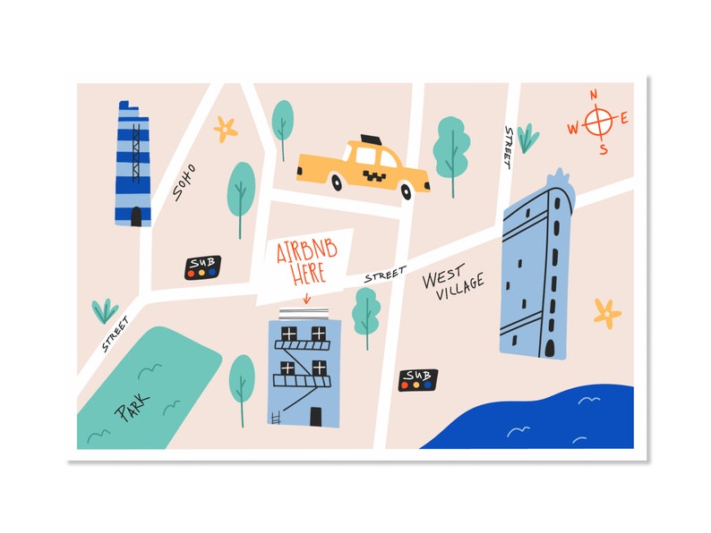 Custom Hand Illustrated Itinerary Map of Any Occasion - Etsy