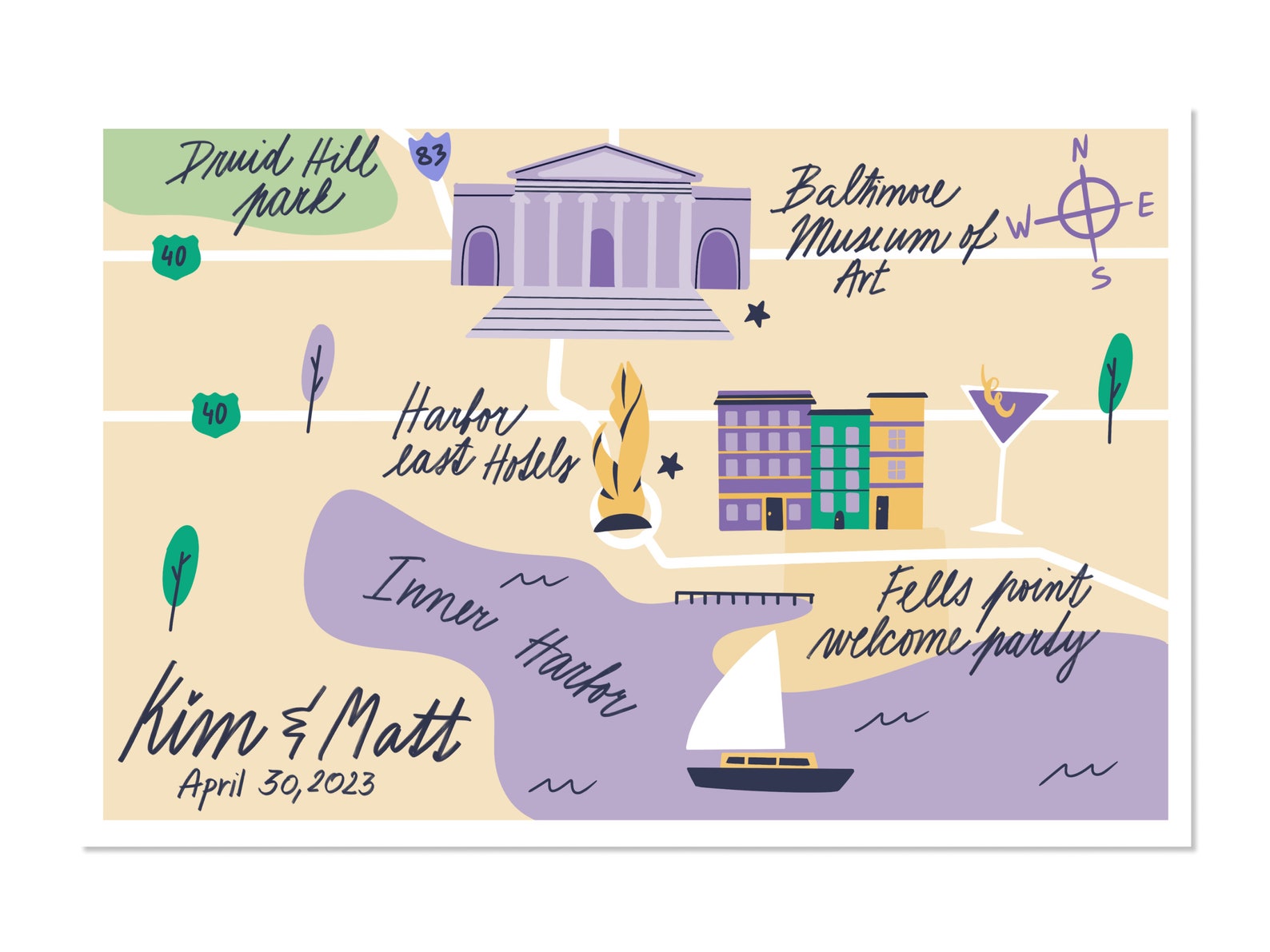 Custom Hand Illustrated Wedding Invitation Map Save the Date - Etsy