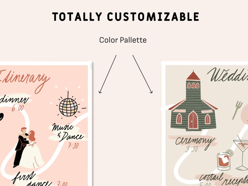 Custom Hand Illustrated Itinerary Map of Any Occasion, Wedding, Event ...