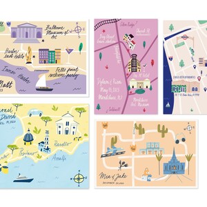 Custom Hand Illustrated Wedding Invitation Map, Save the Date, Welcome ...