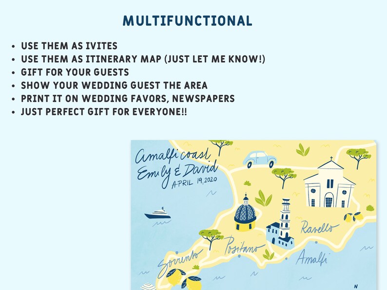 Custom Hand Illustrated Wedding Invitation Map Save the Date - Etsy