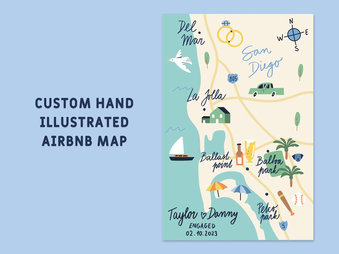 Custom Hand Illustrated Map of Any Place, Wedding, Event, Airbnb ...