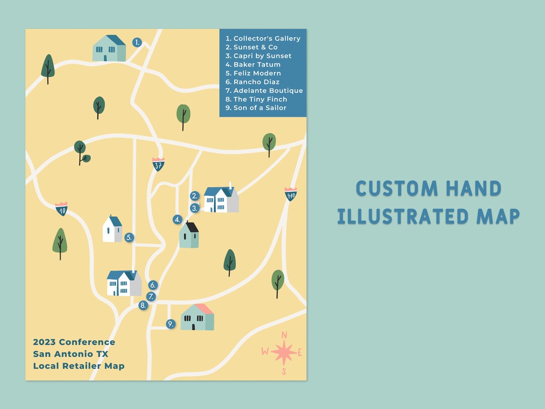 Custom Hand Illustrated Map of Any Place, Wedding, Event Map, Airbnb ...