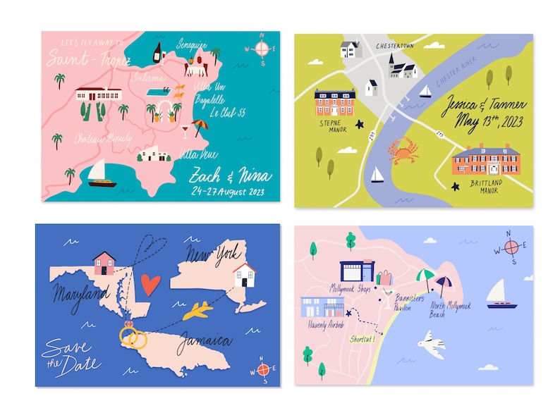 Custom Hand Illustrated Map of Any Place, Wedding, Event, Airbnb ...