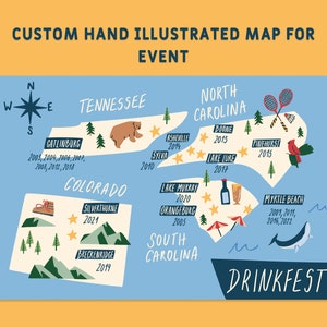 Custom Hand Illustrated Business Map, Place Map, Welcome Map, Itinerary ...