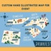 Custom Hand Illustrated Business Map, Place Map, Welcome Map, Itinerary ...