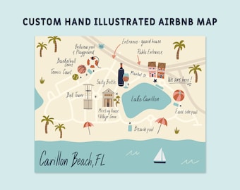 Custom Hand Illustrated Map of Any Place, Wedding, Event, Airbnb ...