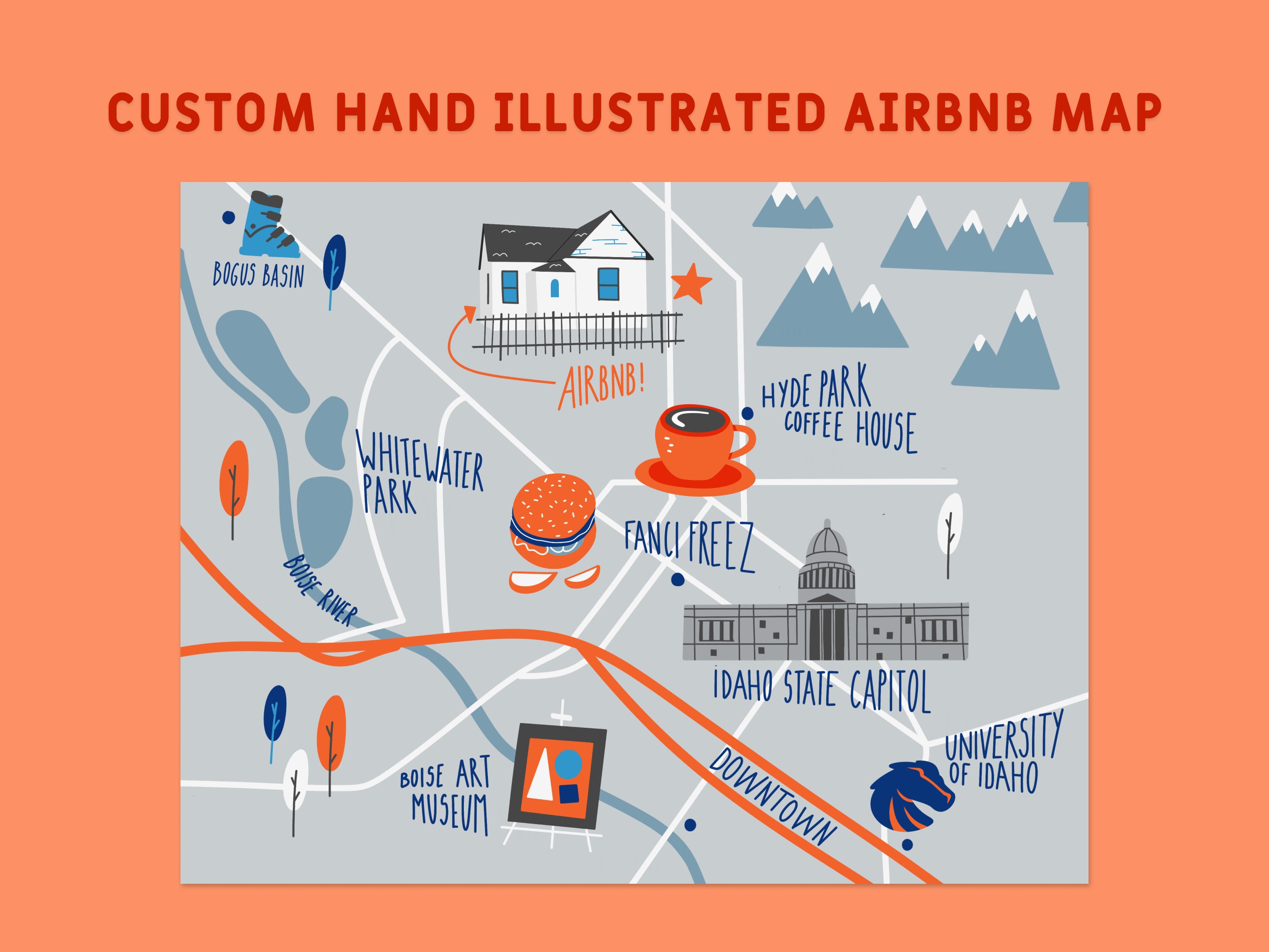 Custom Hand Illustrated Map of Any Place, Wedding, Event, Airbnb ...