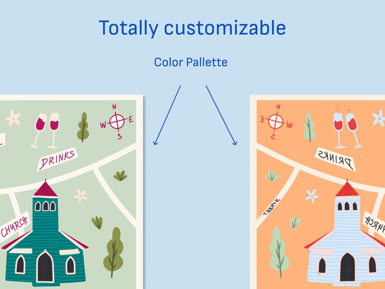 Custom Hand Illustrated Map of Any Place Wedding Event - Etsy