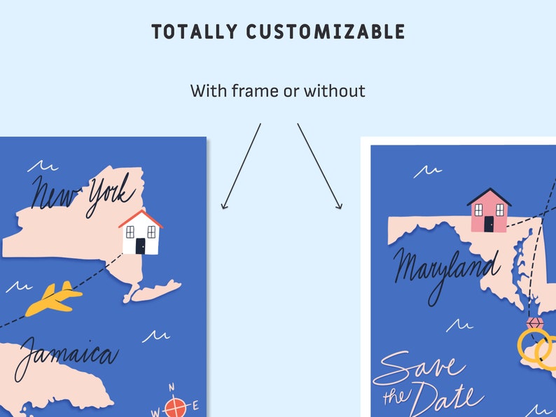 Custom Relationship Hand Illustrated Map Love Trails Any - Etsy