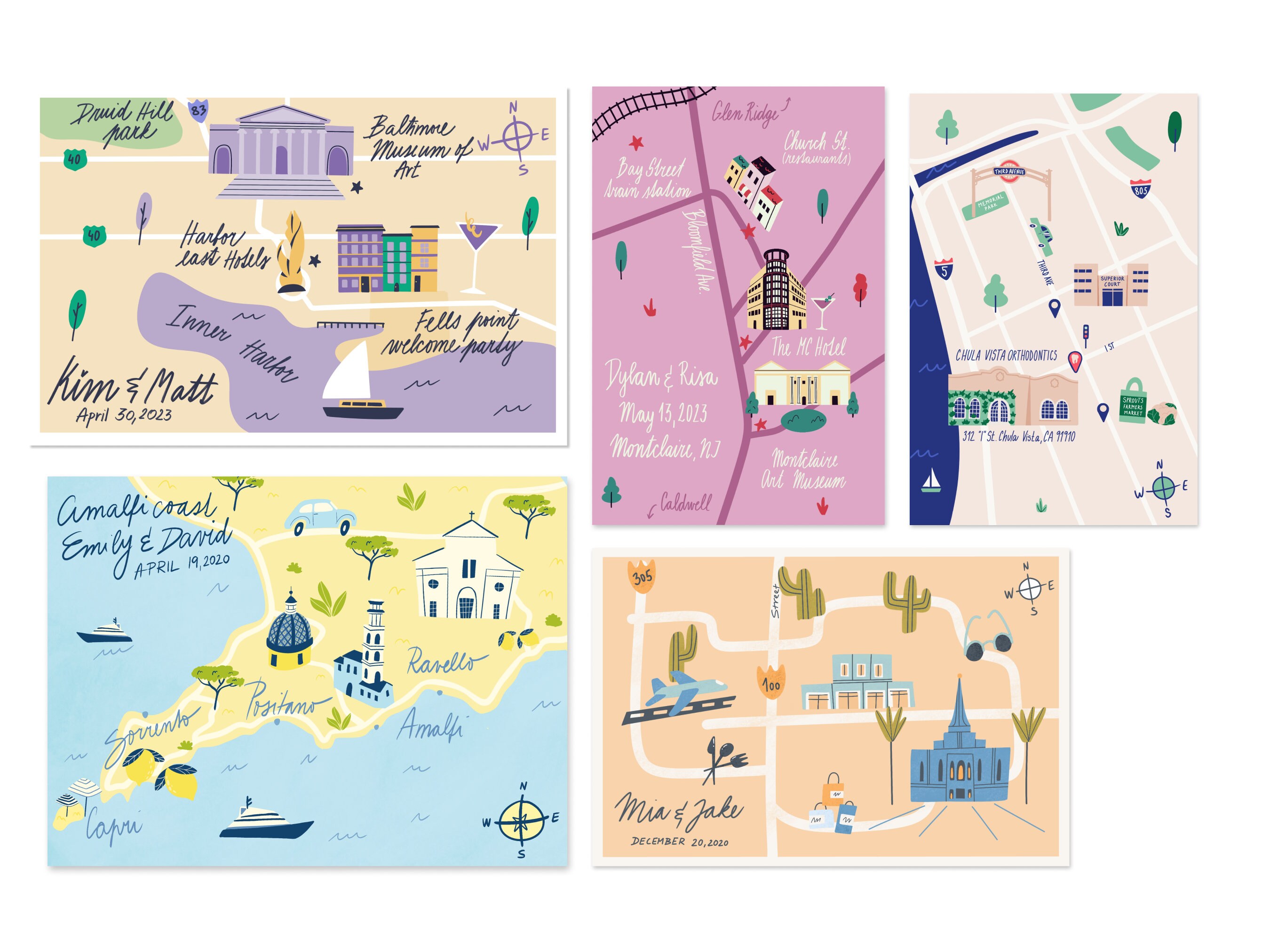 Custom Hand Illustrated Wedding Invitation Map, Camping, Vacation ...
