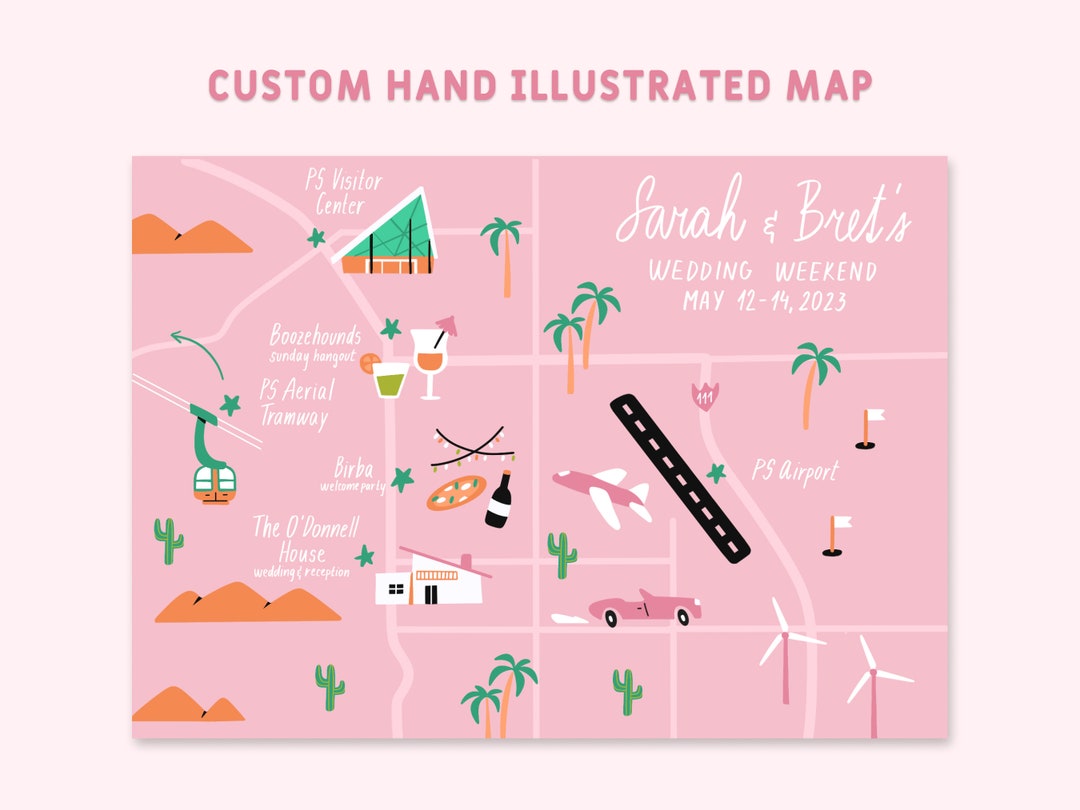 Custom Hand Illustrated Map of Any Place, Location, Wedding, Event ...