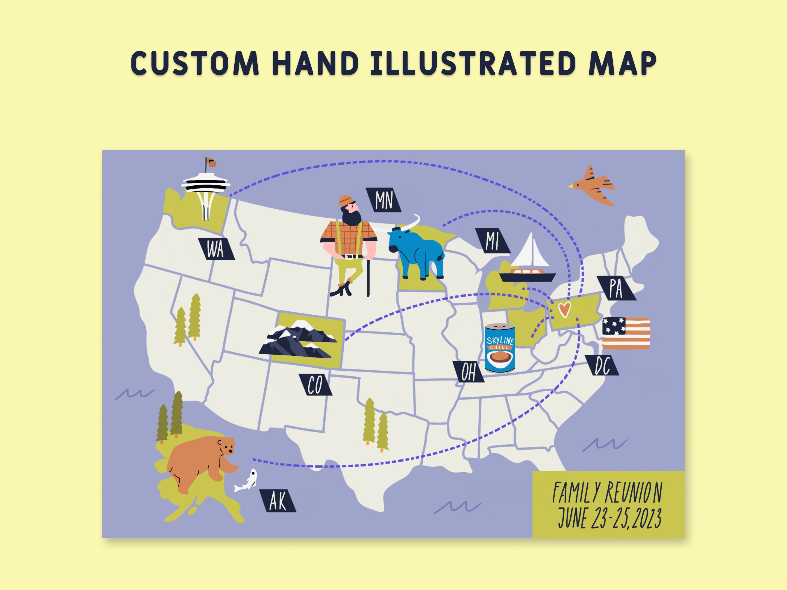 Custom Hand Illustrated Wedding Invitation Map, Save the Date, Welcome ...