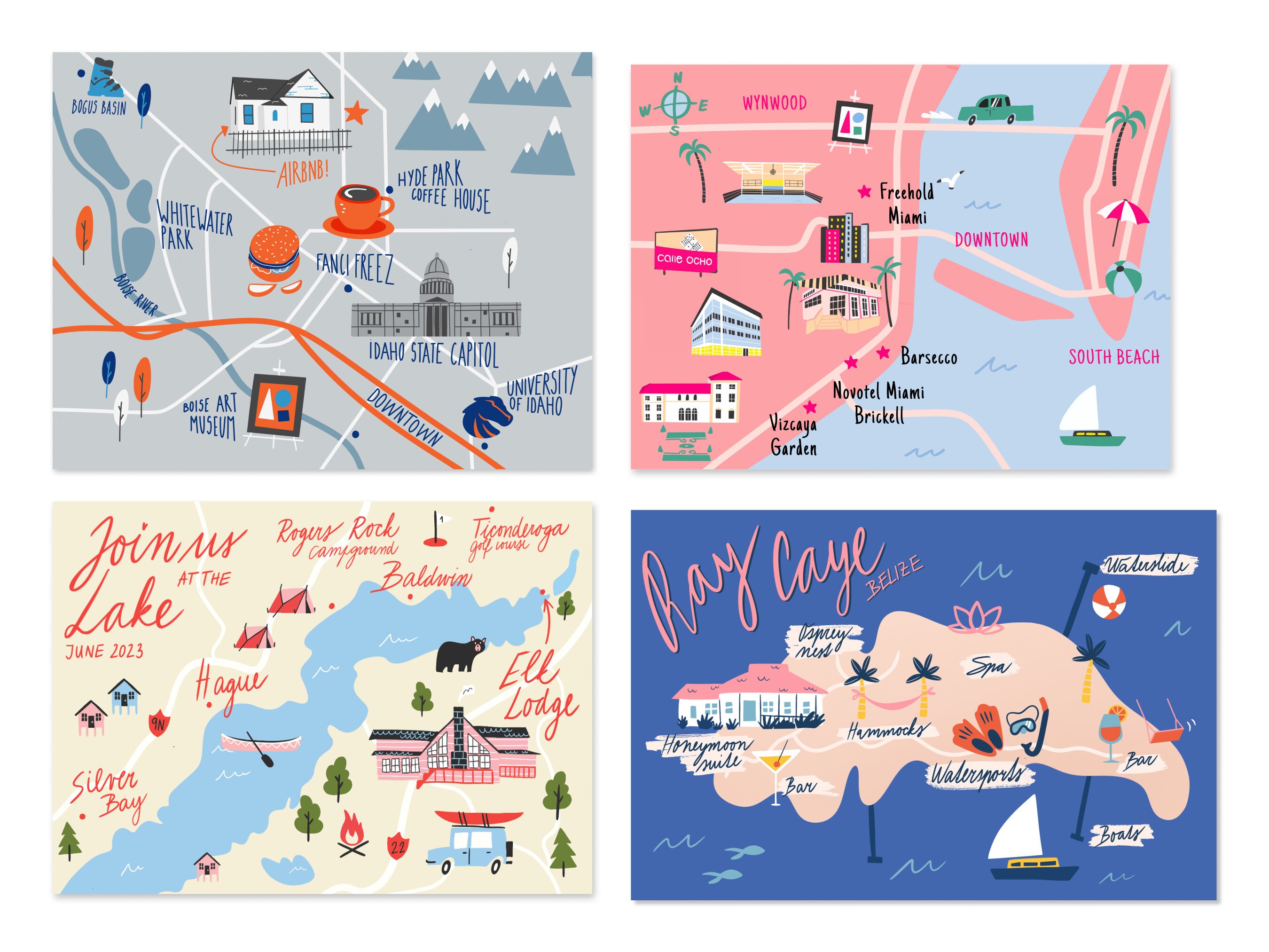 Custom Hand Illustrated Itinerary Map of Any Occasion, Wedding, Event ...