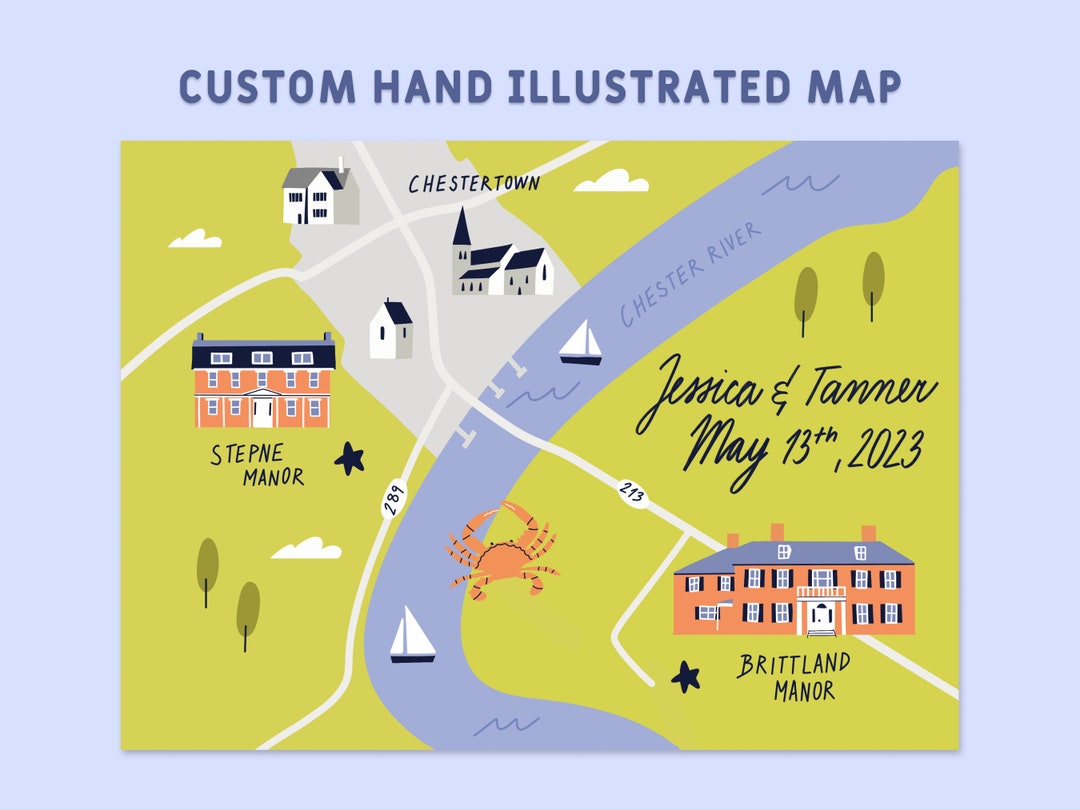 Illustrated Invitation Map - Personalized Hand Illustration Invitation ...