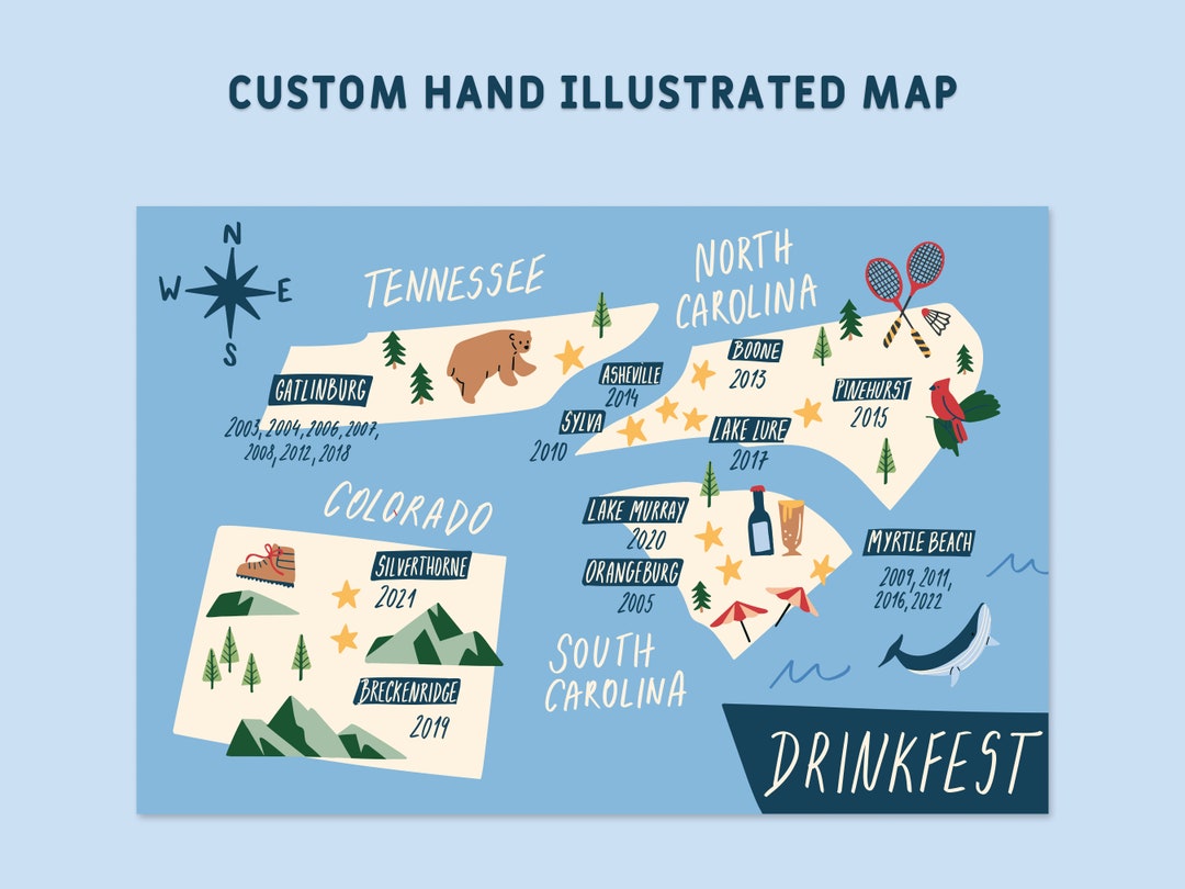 Custom Hand Illustrated Wedding Invitation Map, Save the Date, Welcome ...