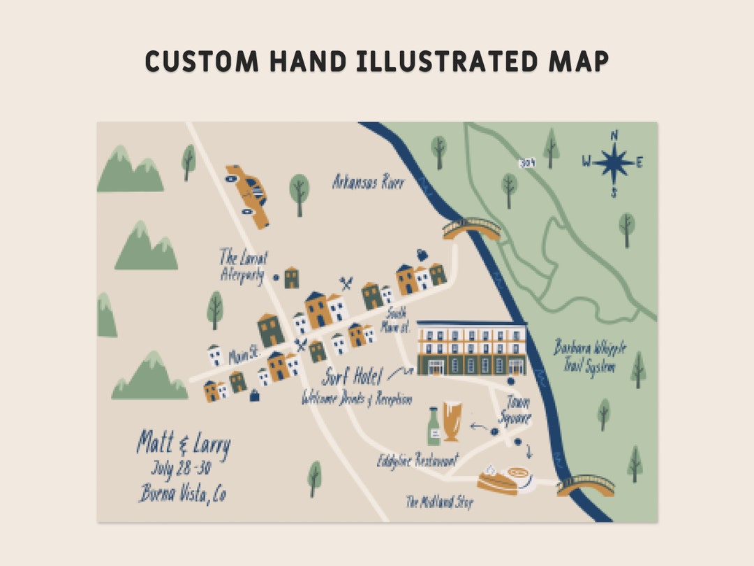 Custom Hand Illustrated Map of Any Place, Event, Camp, City, Airbnb ...