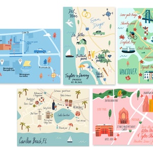 Custom Hand Illustrated Business Map, Place Map, Welcome Map, Itinerary ...