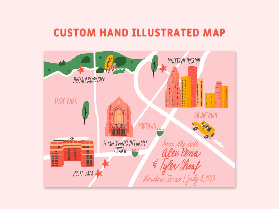 Custom Hand Illustrated Map of Any Place, Wedding, Event, Airbnb ...