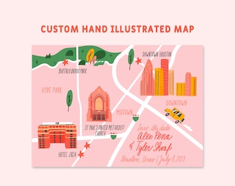 Custom Hand Illustrated Map of Any Place, Wedding, Event, Airbnb ...