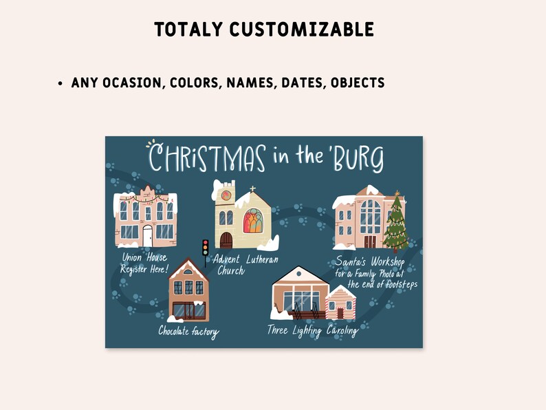 Custom Hand Illustrated Itinerary Map of Any Occasion - Etsy