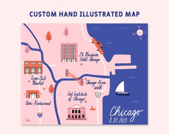 Custom Hand Illustrated Wedding Invitation Map, Save the Date, Welcome ...
