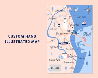 Custom Hand Illustrated Wedding Invitation Map Save the Date - Etsy