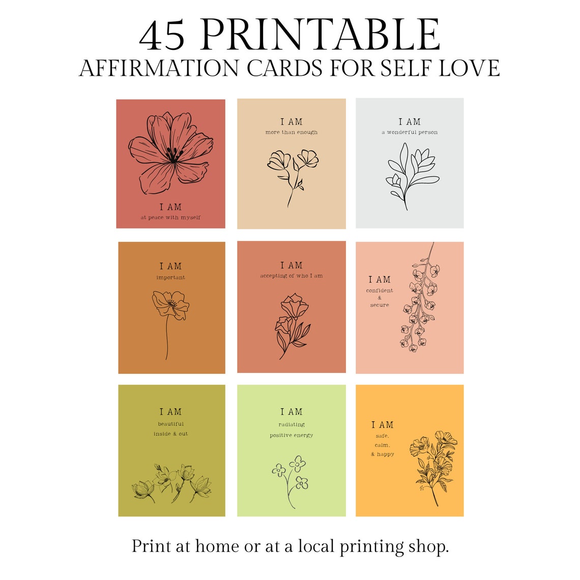 Printable Self Love Positive Affirmation Cards for Daily Motivation ...