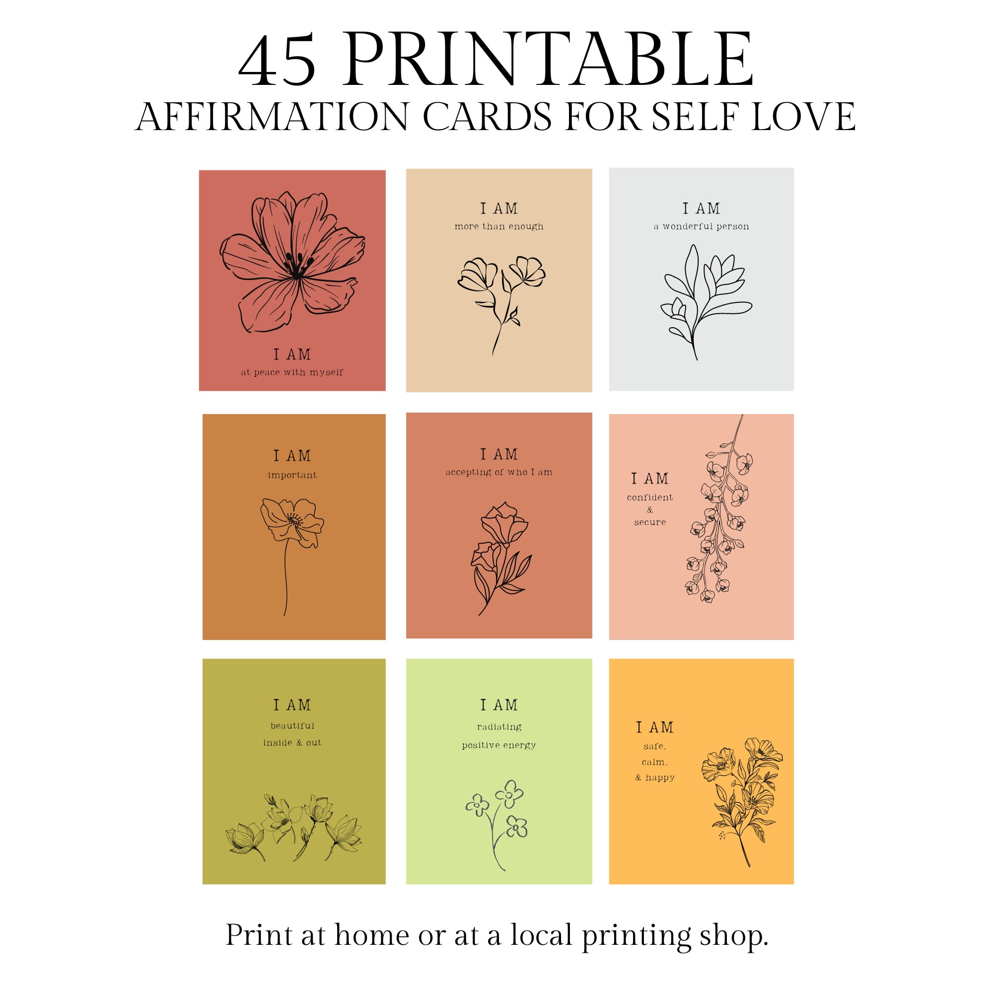 Printable Self Love Positive Affirmation Cards for Daily Motivation ...