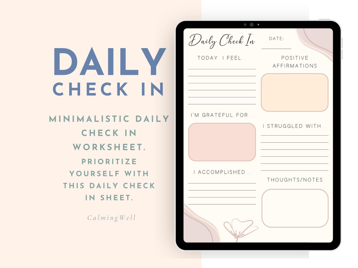 Daily Check in Journal Fillable PDF Daily Journal Page Check in ...