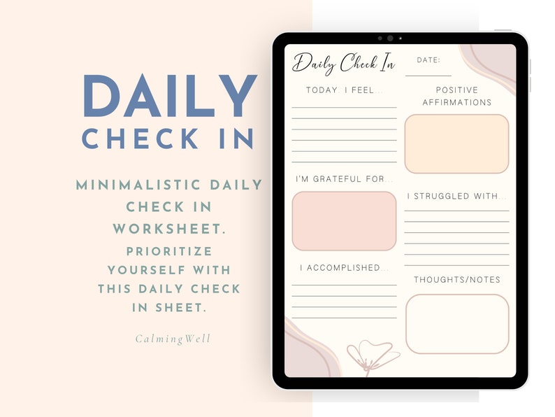 Daily Check in Journal Fillable PDF Daily Journal Page Check in ...