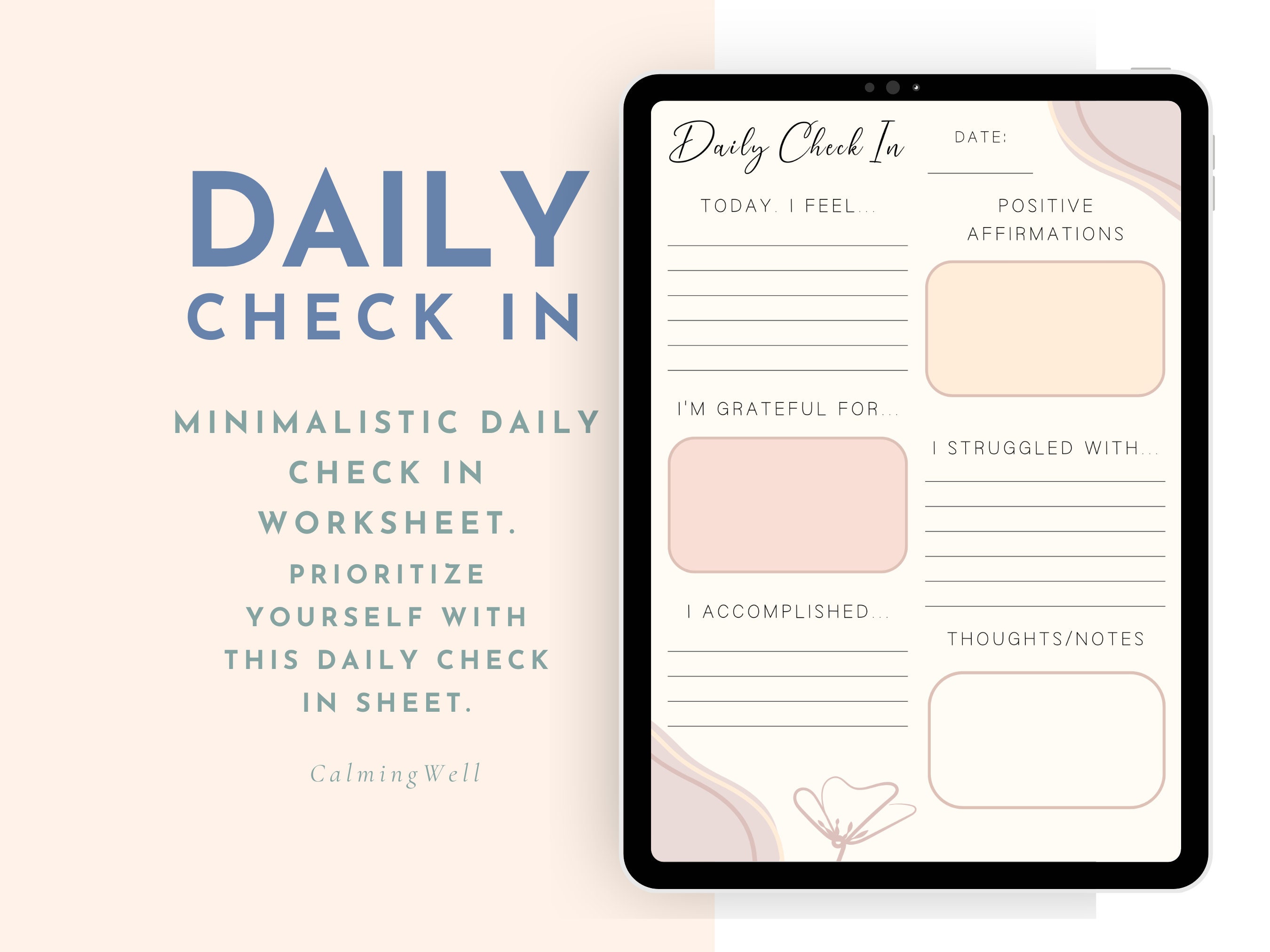 Daily Check in Journal Fillable PDF Daily Journal Page Check in ...