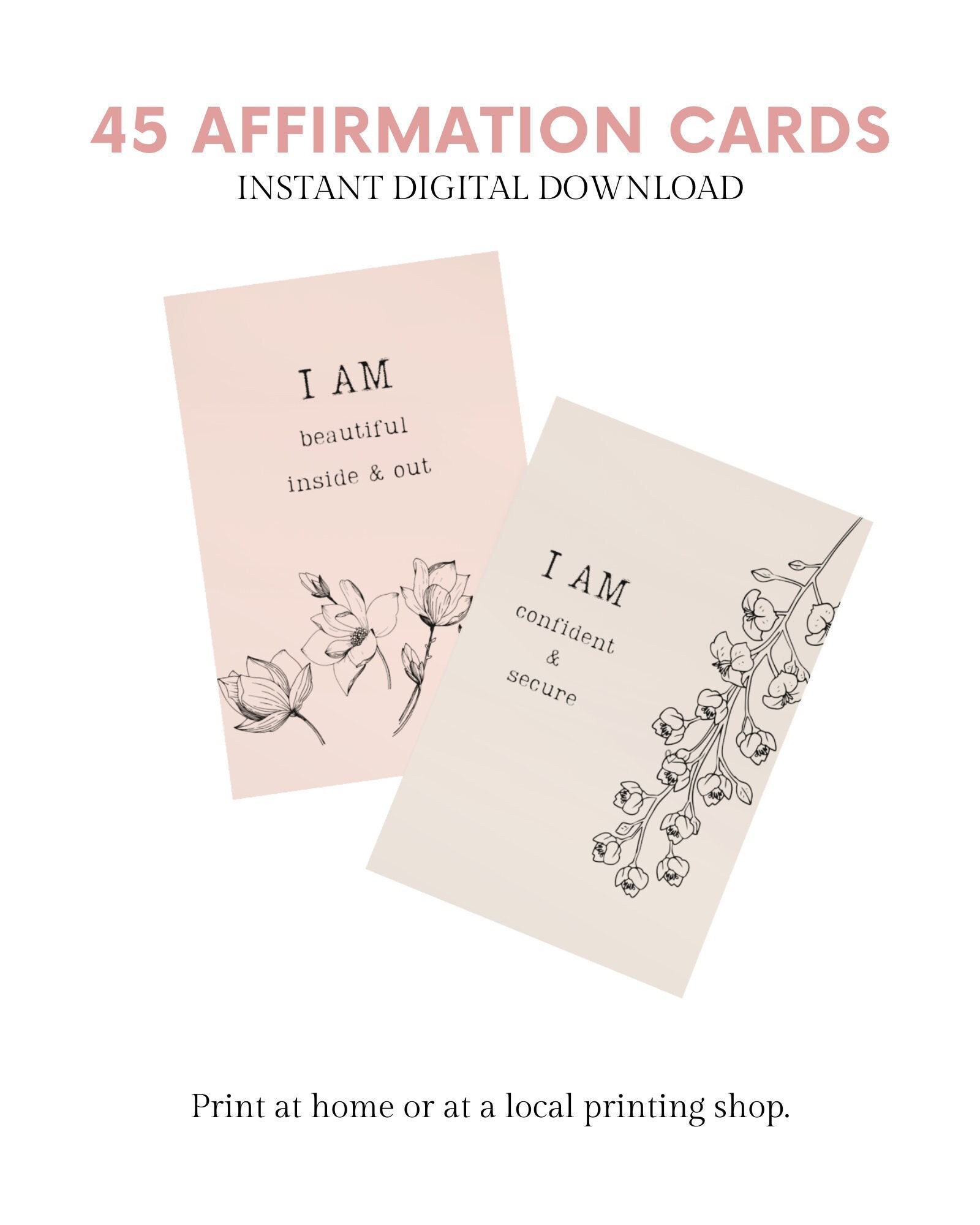 Printable Self Love Positive Affirmation Cards for Daily Motivation ...