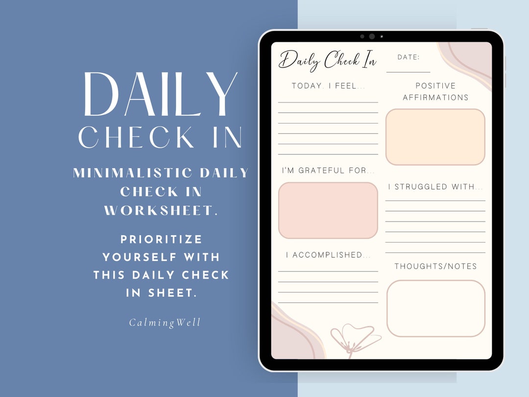 Daily Check-in Journal Fillable PDF Daily Journal Page - Etsy