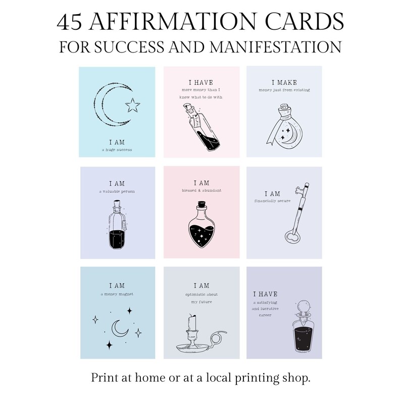 Printable Success Affirmation Cards Goal Achievement Mindset ...