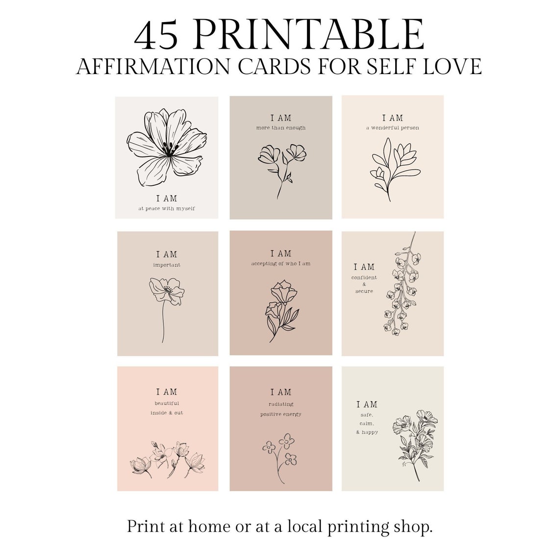 Printable Self Love Positive Affirmation Cards for Daily Motivation ...