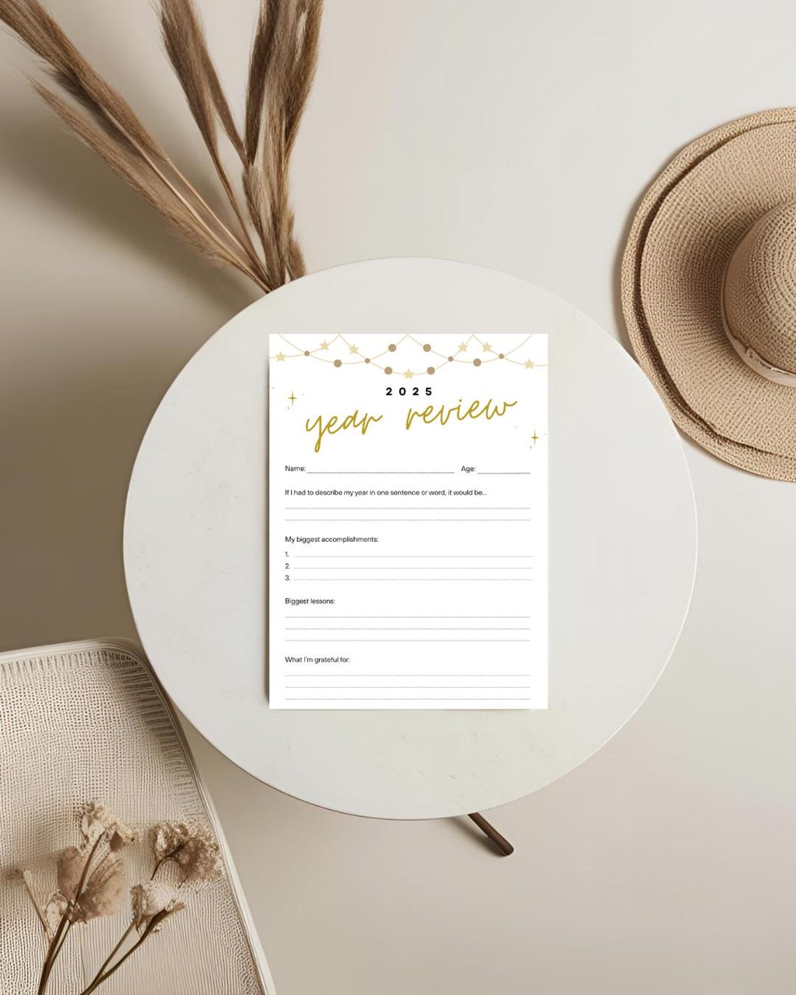 New Years Printables 2025 Year Review 2026 Resolutions Affirmations ...