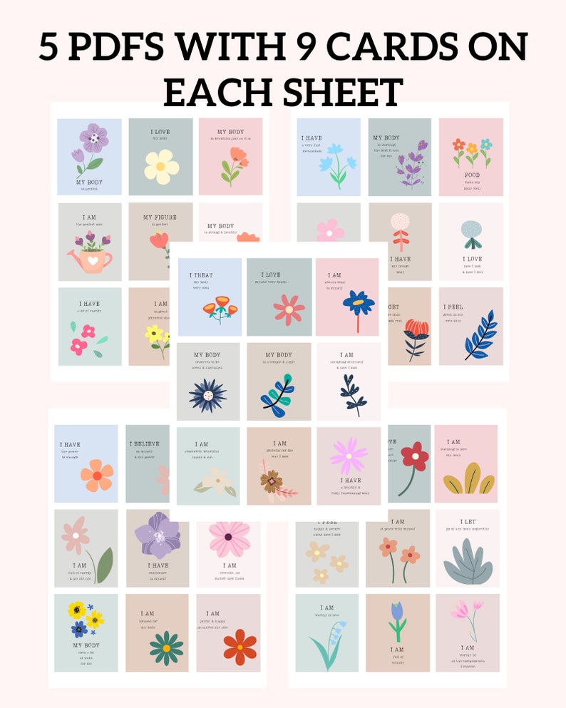 Positive Body Image Cards for Self Esteem Body Confidence Affirmation ...