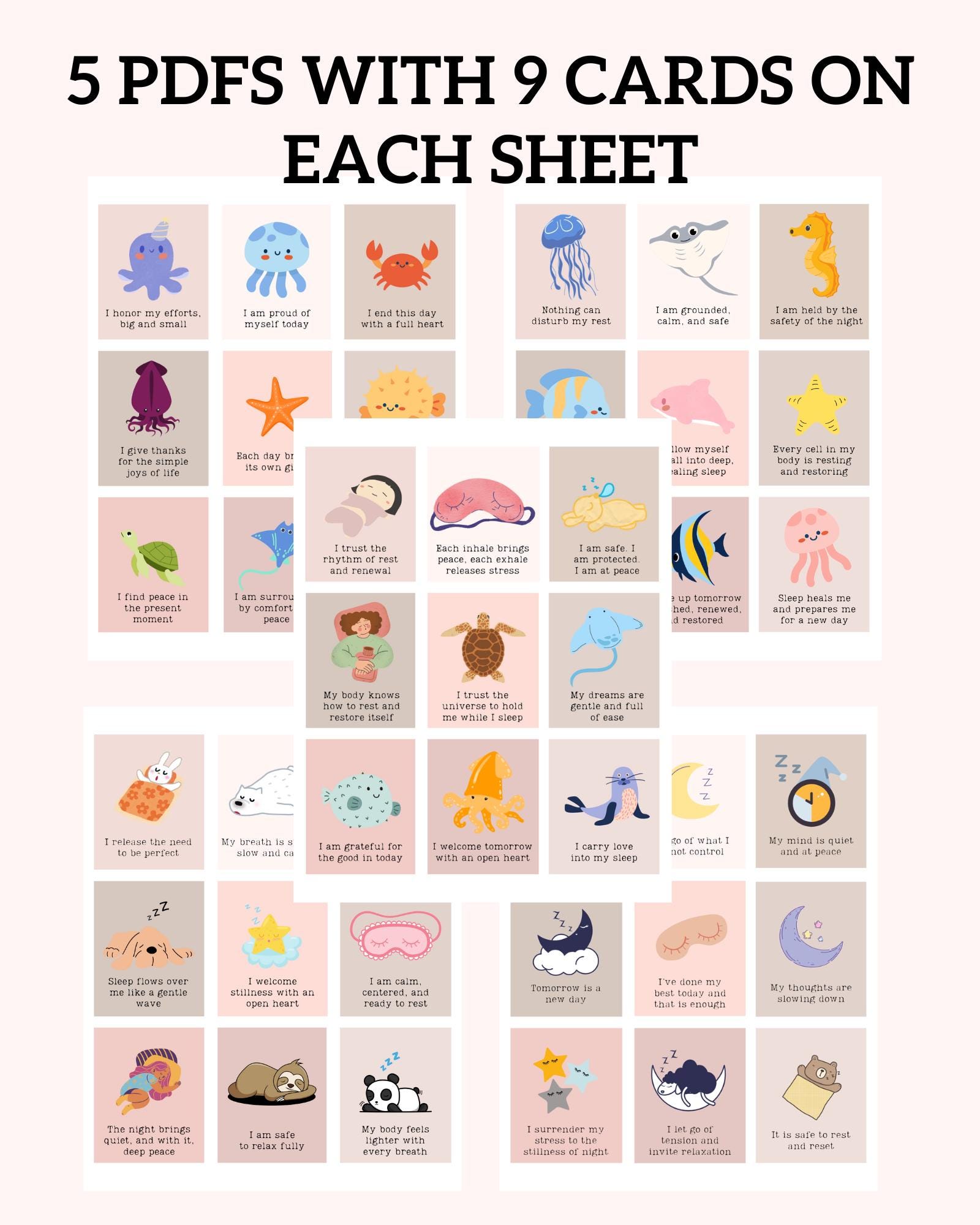 Printable Sleep Affirmation Cards Bedtime Routine Cards for Kids ...