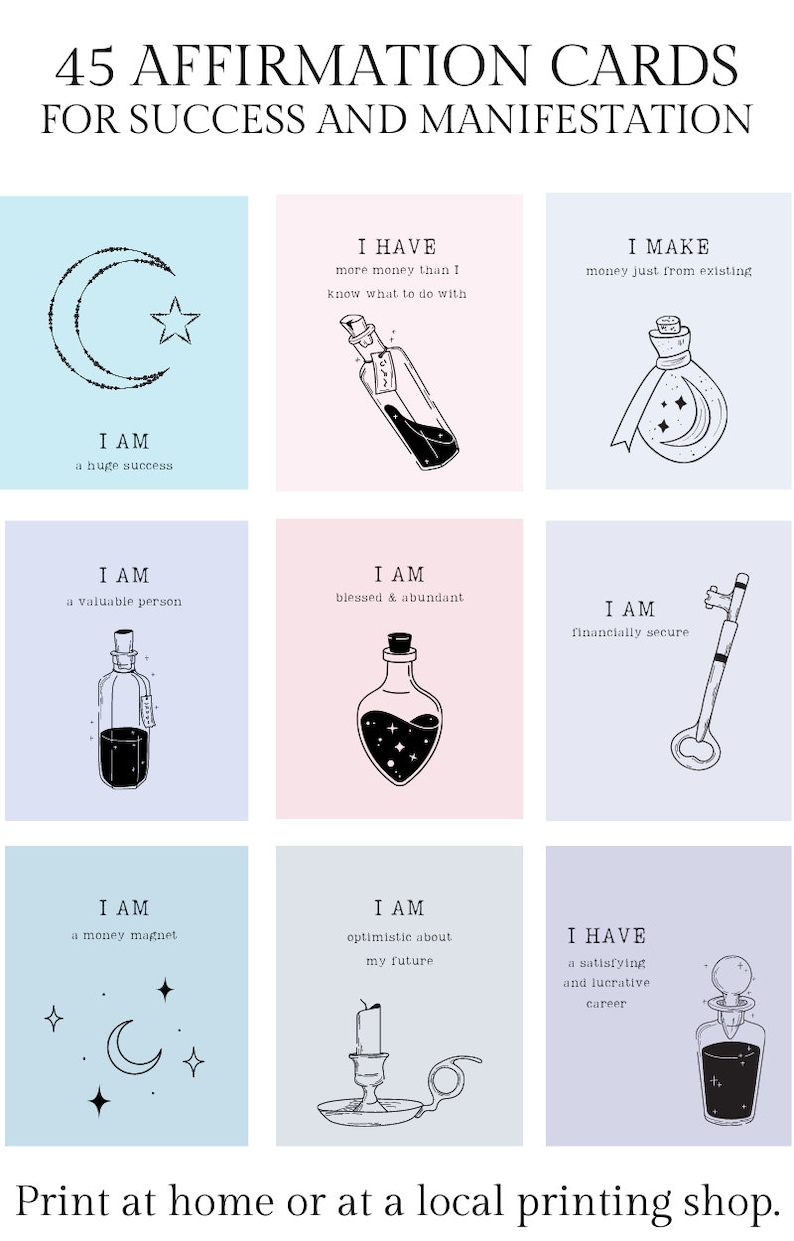 Printable Success Affirmation Cards Goal Achievement Mindset ...