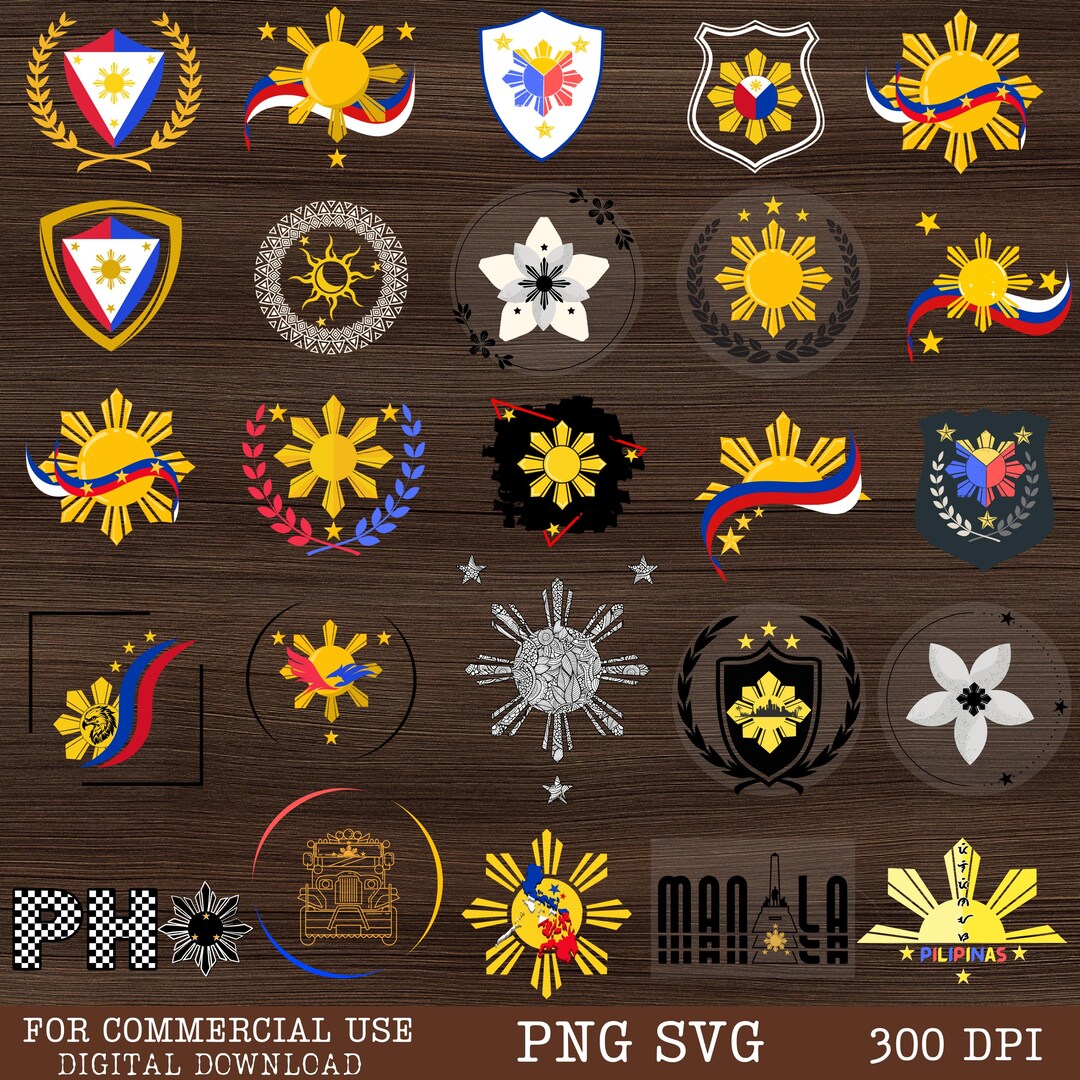 Philippine Flag Sun & Stars SVG PNG: Filipino Shirt Design (digital ...