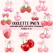 Pink Coquette PNG Clip Art Bundle, Pastel Watercolor Coquette Cherry ...