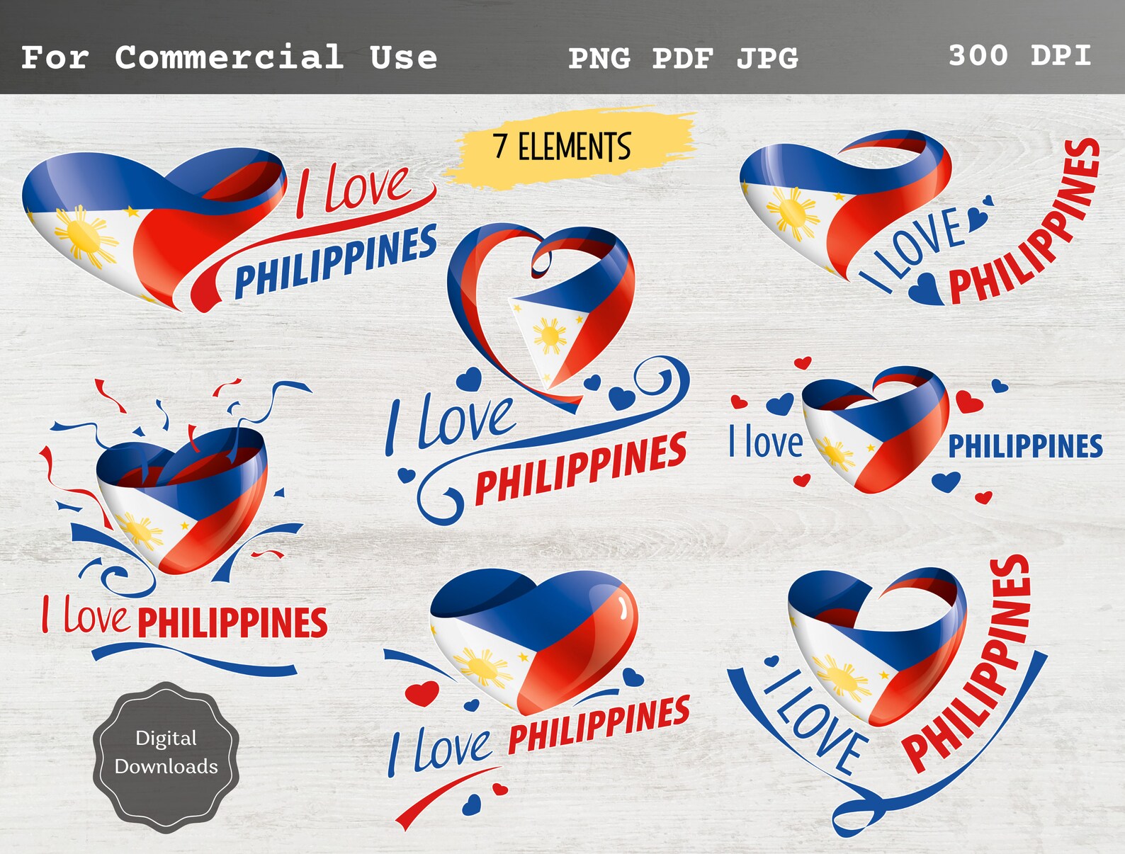 Philippines Flags Filipino Flag Heart PNG Sublimation Designs Bundle of ...